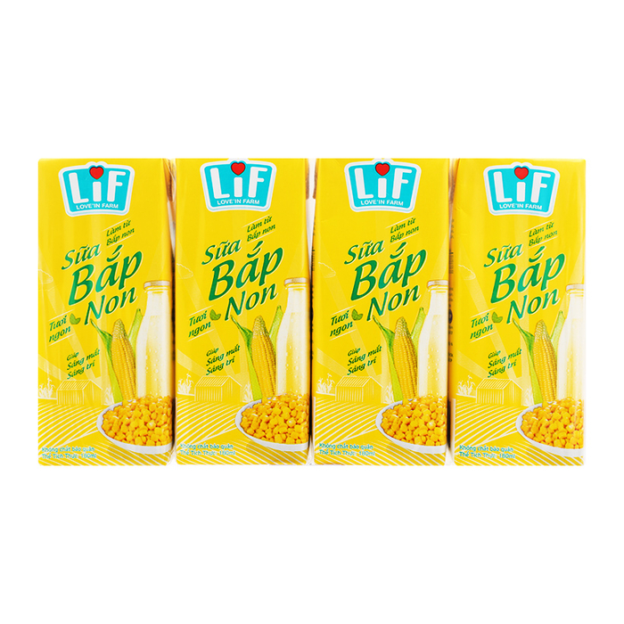 Sữa bắp non LiF lốc 4 hộp x 180ml chính hãng giá rẻ