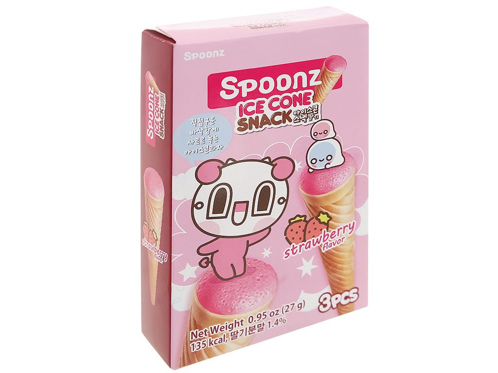 Bánh xốp vị dâu Spoonz Ice Cone Snack hộp 27g chính hãng giá rẻ