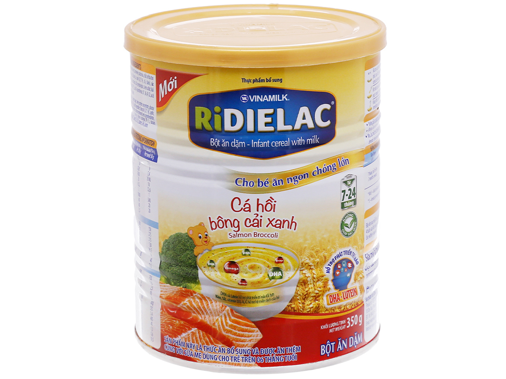 Bột ăn dặm Ridielac cá hồi bông cải xanh lon 350g (7 - 24 tháng) nơi ...