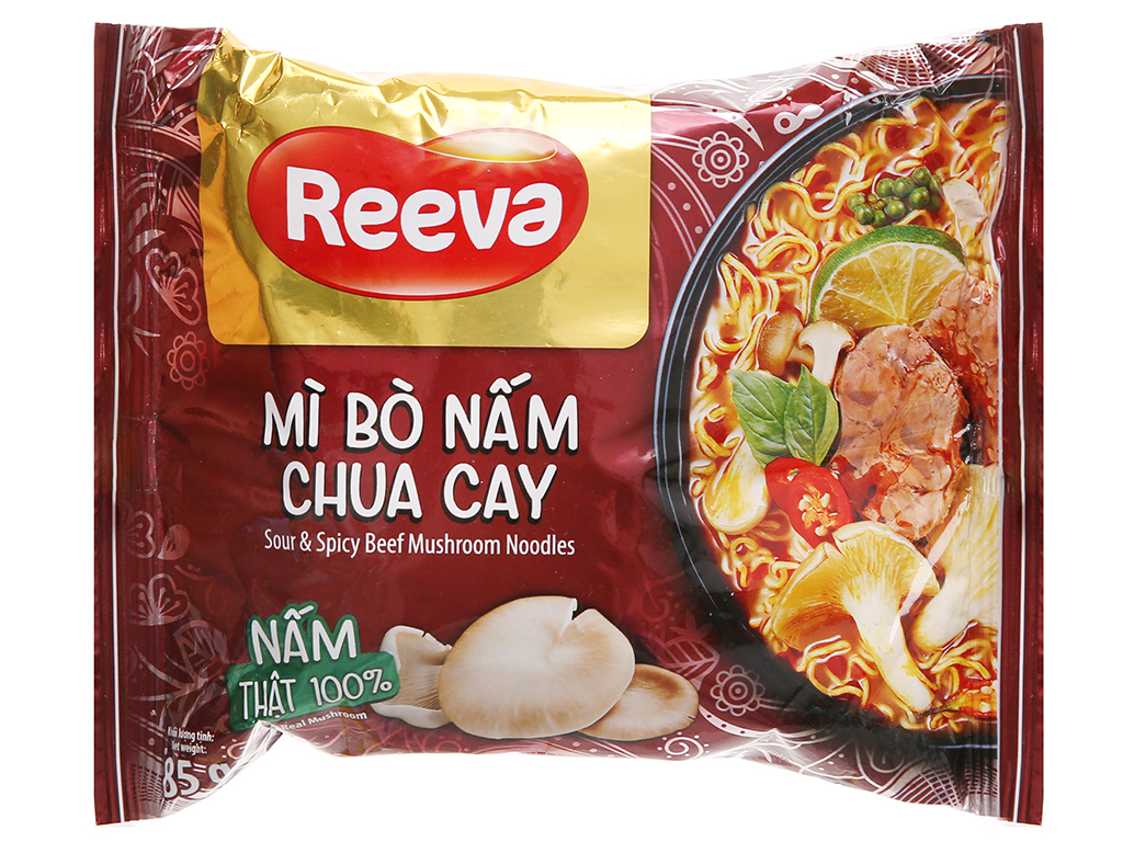 Mì Reeva bò nấm chua cay gói 85g chính hãng giá rẻ
