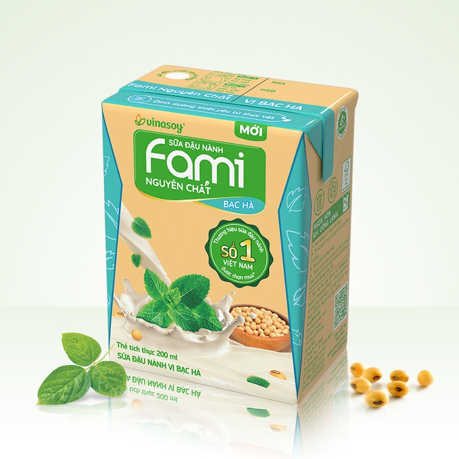 Sữa đậu nành Fami nguyên chất vị bạc hà 200ml chính hãng giá rẻ