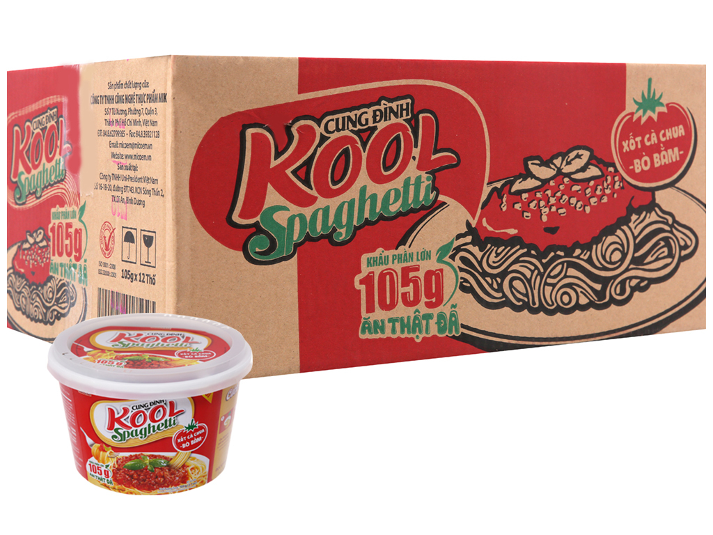 Thùng 12 tô mì trộn Cung Đình Kool Spaghetti 105g nơi bán giá rẻ nhất ...