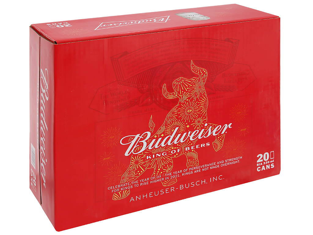 Thùng 20 lon bia Budweiser 330ml chính hãng giá rẻ