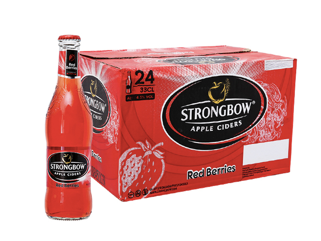 Thùng 24 chai Strongbow dâu 330ml chính hãng giá rẻ