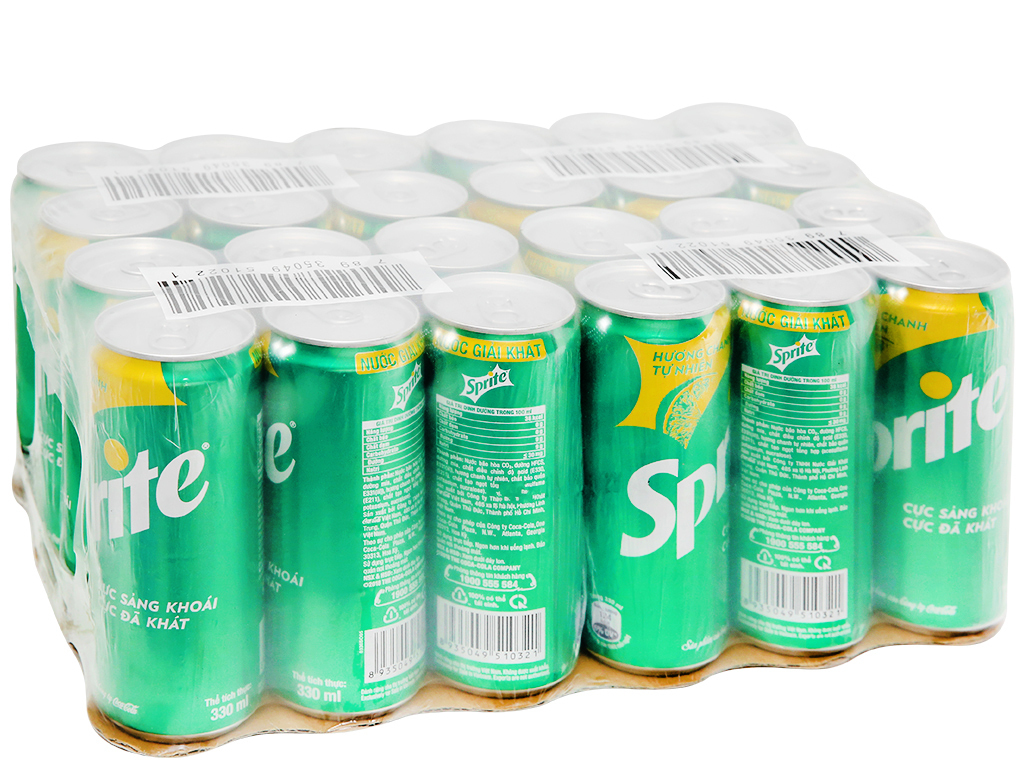 Thùng 24 lon nước ngọt Sprite hương chanh 330ml chính hãng giá rẻ