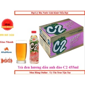 Trà đen C2 hương dâu anh đào Thùng 24 chai 455ml chính hãng giá rẻ