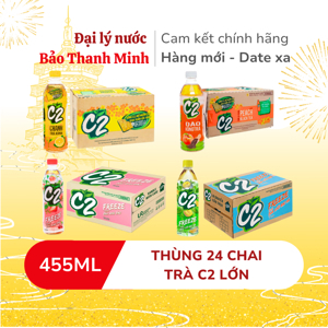 Trà đen C2 hương dâu anh đào Thùng 24 chai 455ml chính hãng giá rẻ